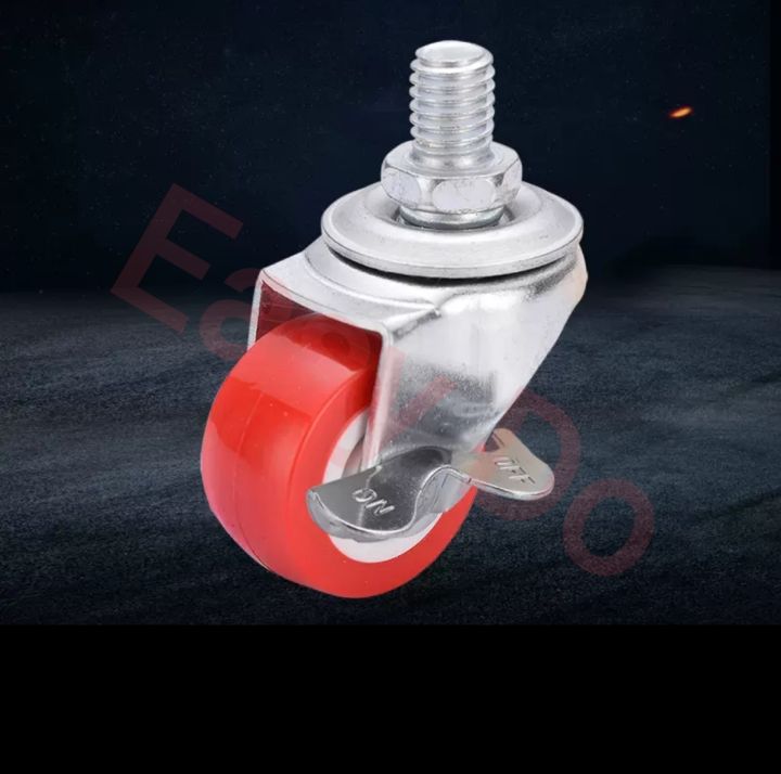 3 Inch 75mm Heavy Duty SCREW PU Plate Swivel Rigid Wheel With Brake ...