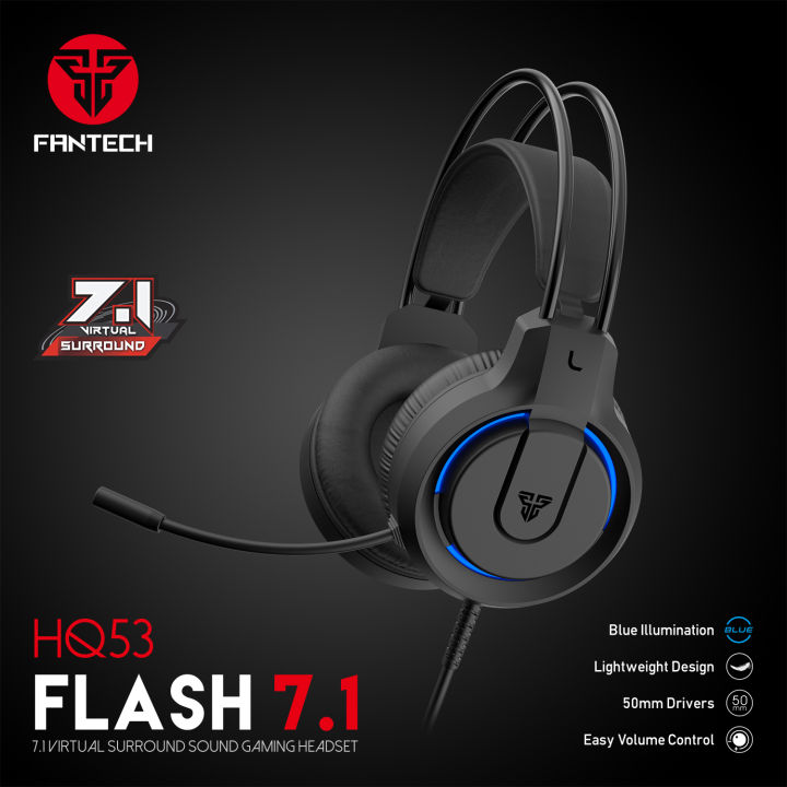 Fantech HQ53 Flash 7.1 Virtual Surround Sound Gaming Headset With Light Illumination & Powered ...