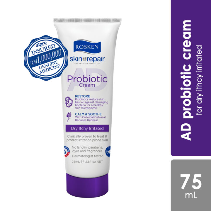 Alpro Pharmacy Rosken Skin Repair Ad Probiotic Cream 75mL (for eczema ...