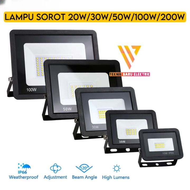 LAMPU SOROT 20W 30W 50W 100W 200W 220V LED FLOOD LIGHT 200 WATT HIAS OUTDOOR ANTI AIR 200W ...