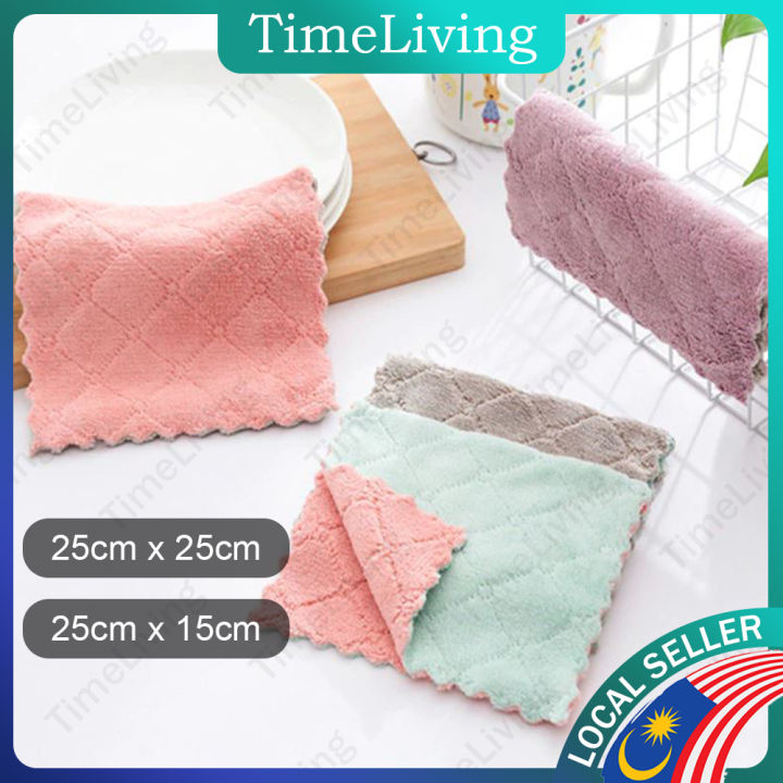 Microfiber Kitchen Towels Tuala Dapur Dish cloth Superfine Plain Color ...