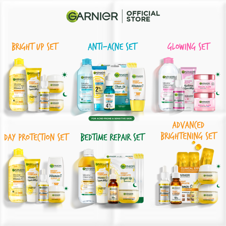Garnier 5Pcs Essential Skincare Set | Brightening/Anti-Acne/Glowing ...