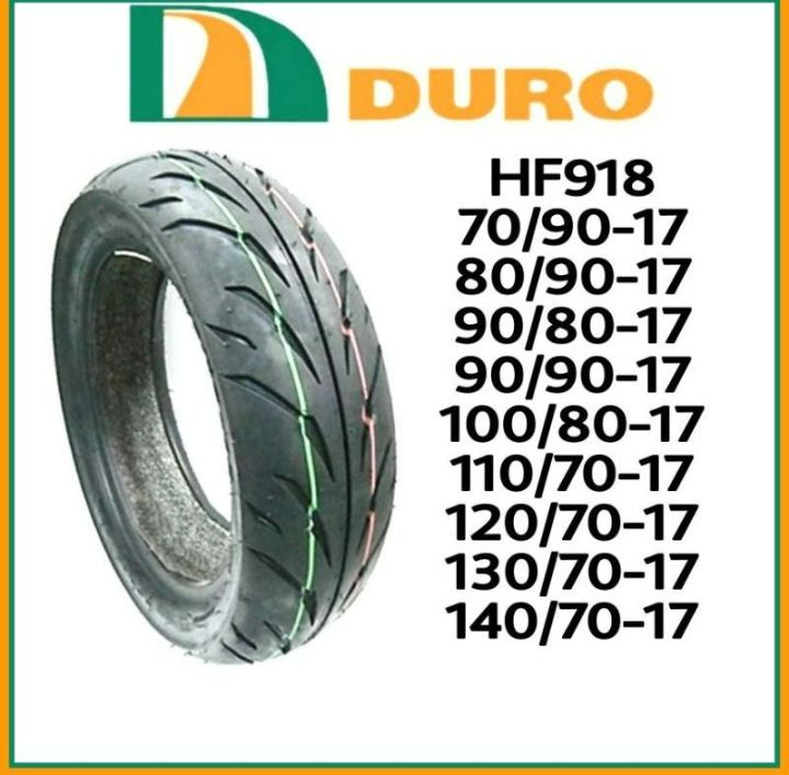 DURO TUBELESS TYRE HF918 17'70/90, 80/90, 90/80, 90/90, 100/80, 110/70 ...