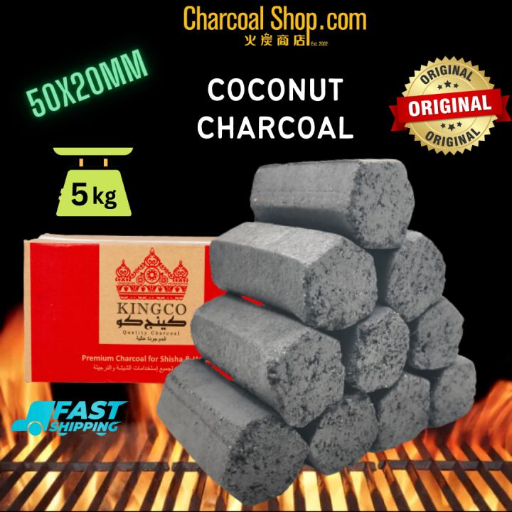 CHARCOAL BBQ ARANG KAYU 火炭 (Kingco Hexagon Premium Coconut Charcoal 50x20mm - 5kg) | Lazada