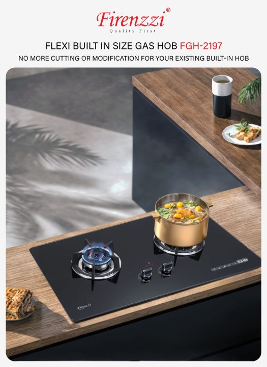 FIRENZZI Powerful High Flame 15.0kW Flexi Size Built in Hob Gas Hob 2 ...