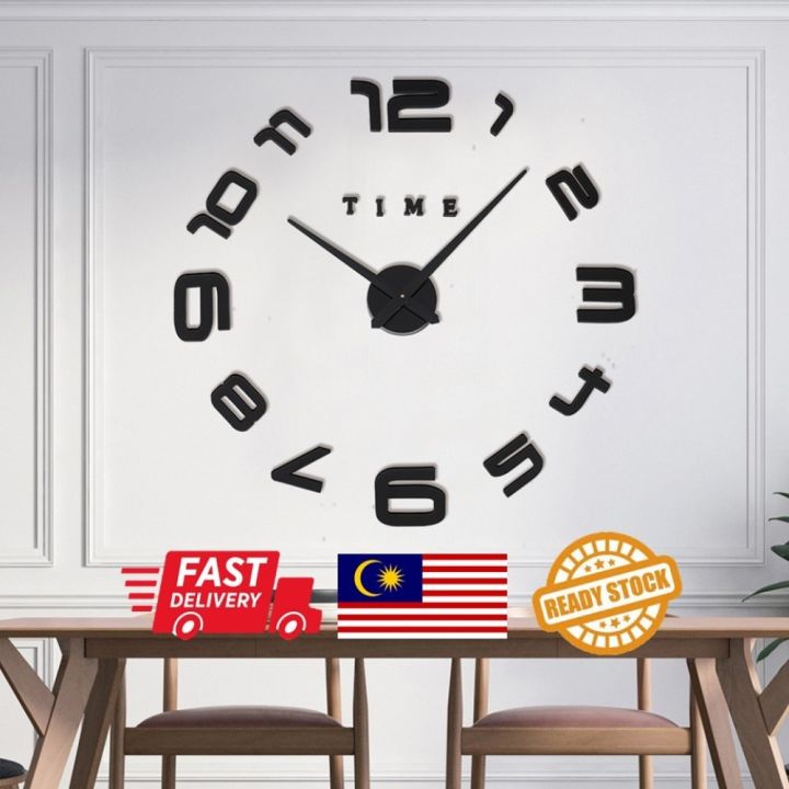 3D DIY Numbers Wall Clock Modern Design Frameless Wall Clock Living ...