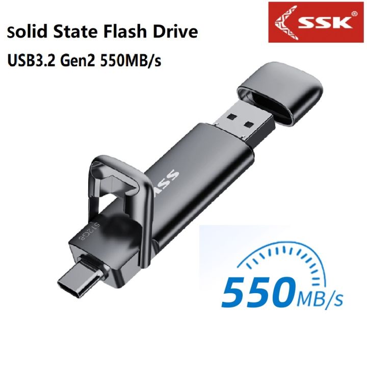 SSK 550MB/s SD301 USB Thumb Drive Type C Pendrive 1TB USB3.2 Gen2 USB C Thumb Drive 128GB For ...