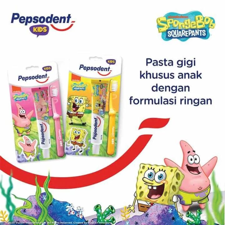 Pepsodent Kids Pasta Gigi + Sikat Gigi SpongeBob Patrick 50 gr - Odol ...