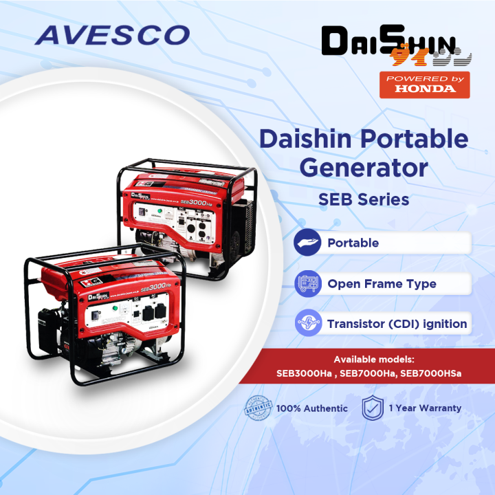 Daishin Portable Generator | SEB Series | Open Frame Type Single Phase ...