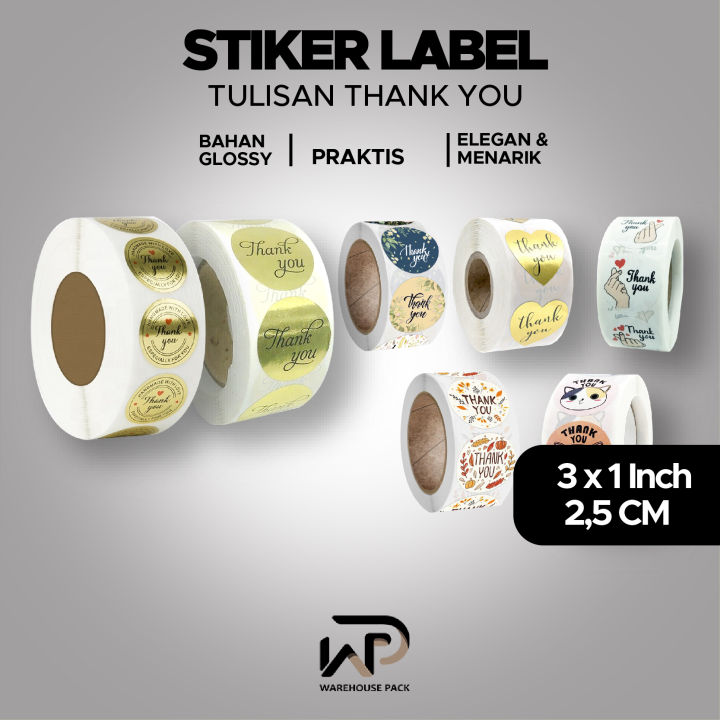 Stiker label kemasan | ( 500 PCS ) (1 Roll) Stiker Label Thank You For ...