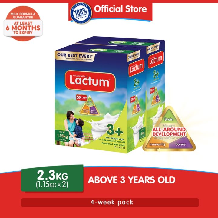 Lactum 3+ Plain Powdered Drink for Kids Over 3 up to 5 Years Old 2.3kg ...