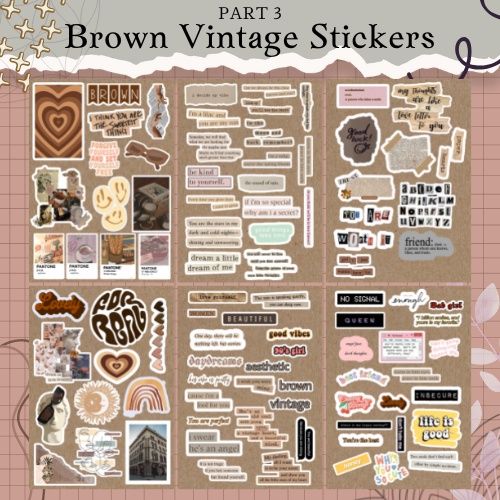 [PART 3] Brown Vintage Stickers | stiker coklat aesthetic | stiker ...