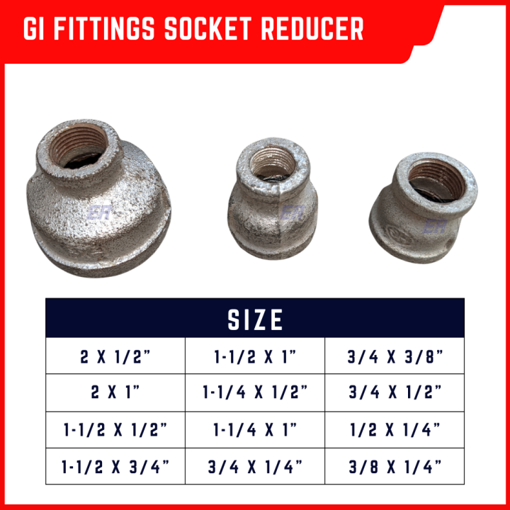 BODEGA SALE! GI Fittings Galvanized Iron Socket Reducer (See Variation ...