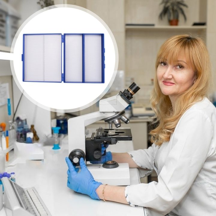 Royal Blue Plastic Rectangle Hold 100 Microslide Slide Microscope Box ...