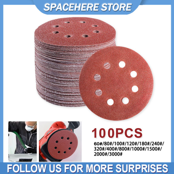 5-Inch 8-Hole Disc Sandpaper 125MM Brushed Sheet Air Ground Flocking ...