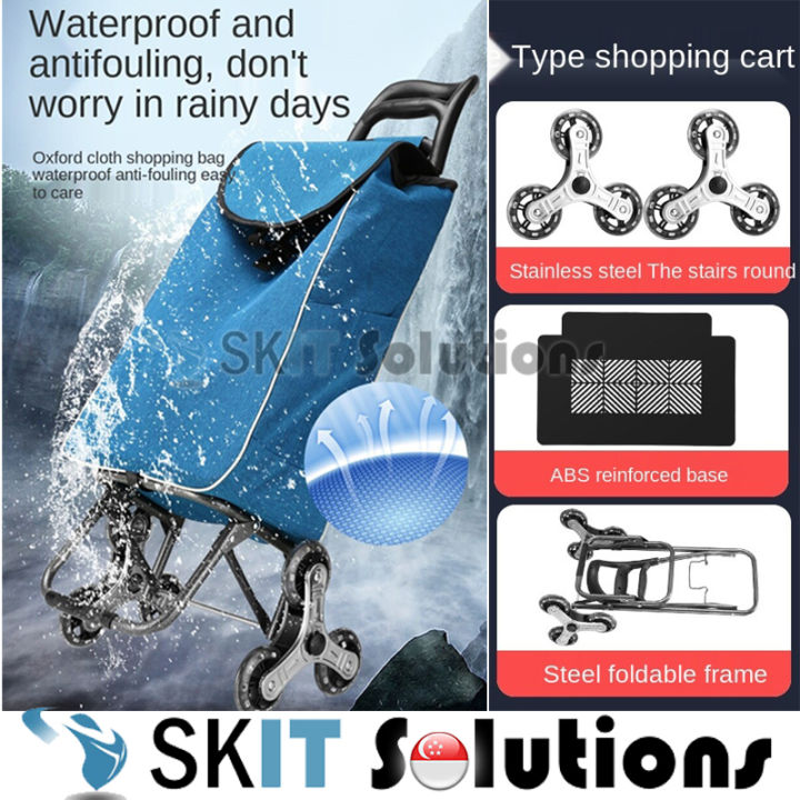 【SKIT SG】Upgraded Oxford Cloth Trolley Cart / Foldable Shopping Trolley ...