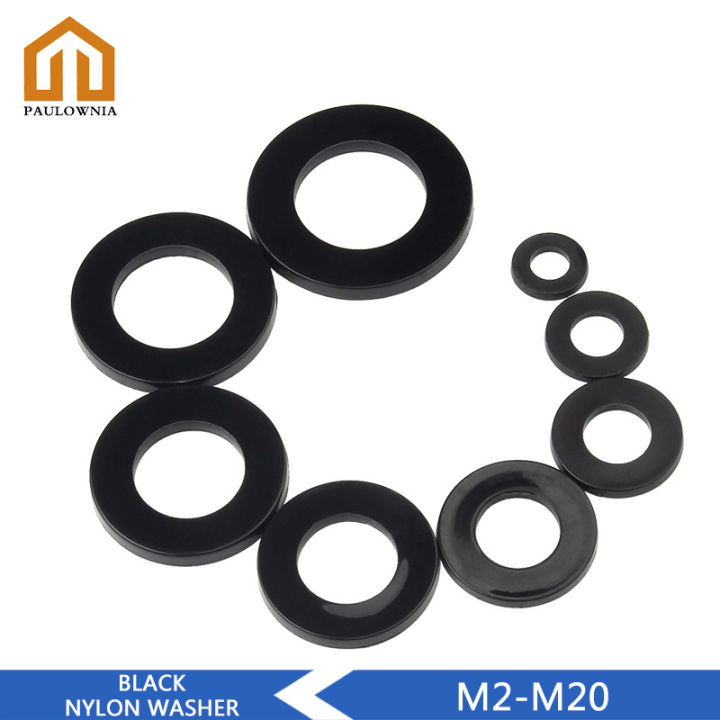 Black Nylon Washer Flat Gasket M2 M3 M4 M5 M6 M8 M10 M12 M14 M16 M18 ...
