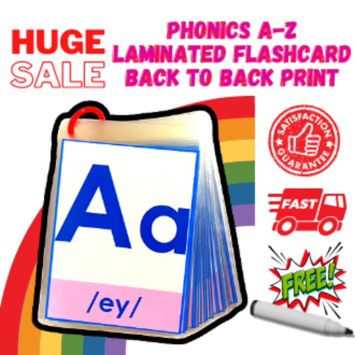 Phonics A-Z Flashcard (Laminated Back to Back Print) FREE MARKER ...