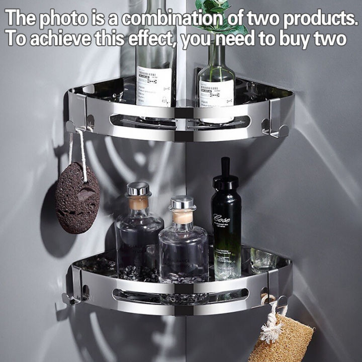 1 PCS 304 Stainless Steel Bathroom Counter Storage Corner Shelf Rack ...