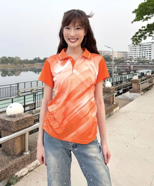 //โล๊ะสต๊อก//// เสื้อคอปก SA303 เสื้อกีฬาหญิง SPORT DAY ผ้าไมโครพิมพ์ ...