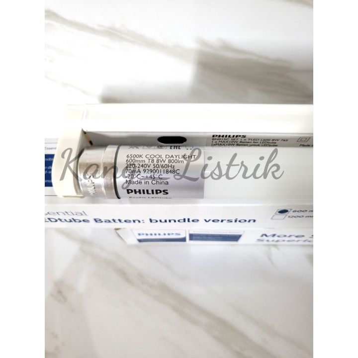 Lampu LED Tube + Kap Set / Lampu TL T8 + Kap PHILIPS BN015C 8W 600mm ...