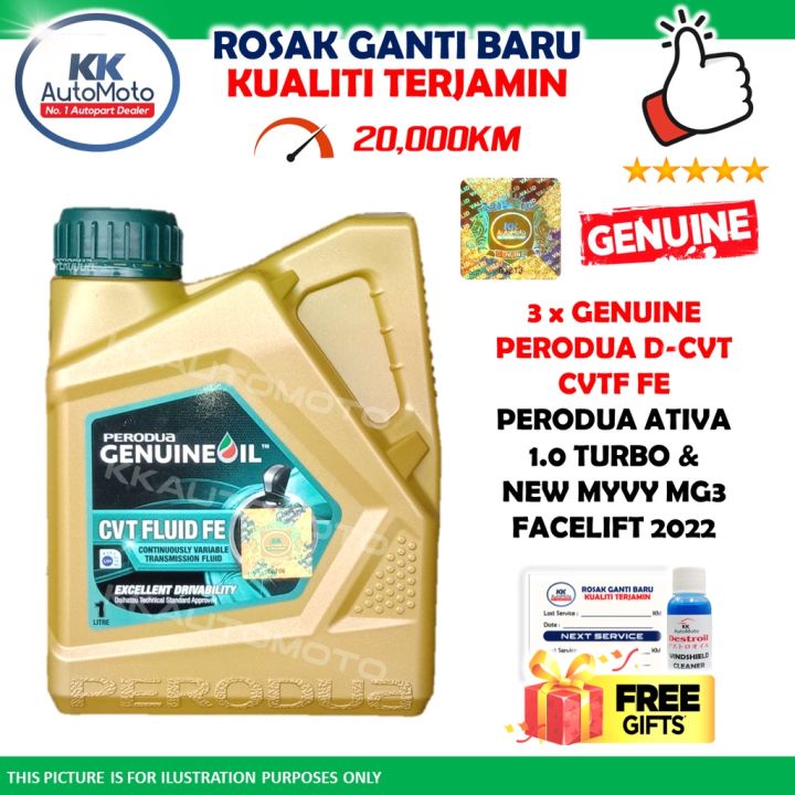 3 Botol 1L CVTF FE Perodua Gear Oil D-CVT Alza Baru Ativa 1.0 Turbo New ...