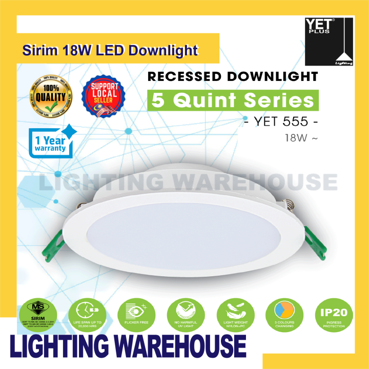 【Sirim】18W LED Recessed Downlight 7" Round Panel Daylight Cool Warm ...
