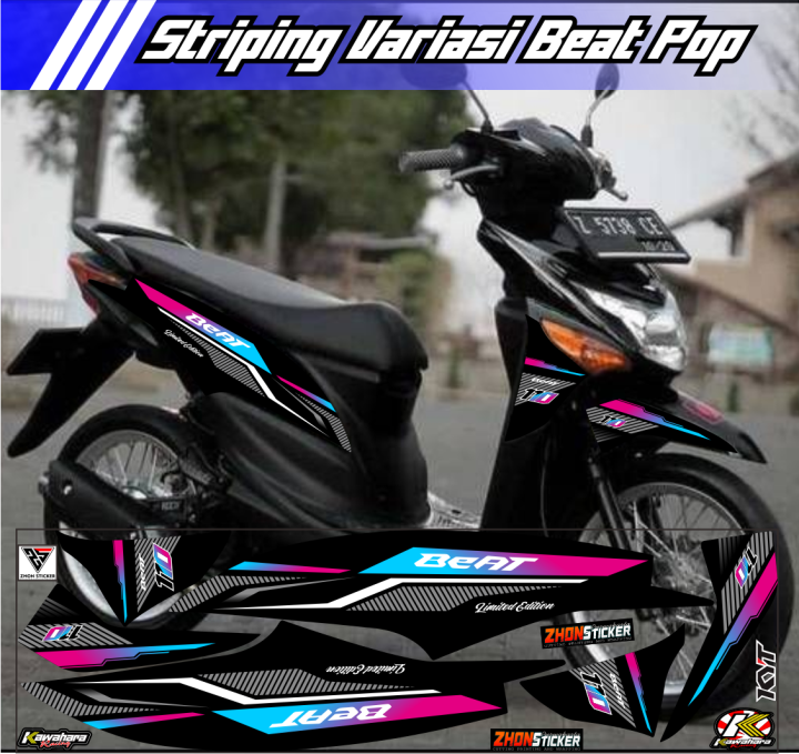 sticker honda beat pop variasi striping plat bodi list-simple elegan ...