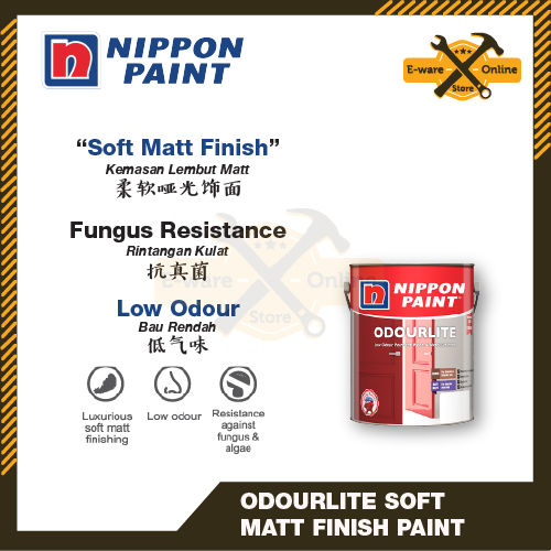 Nippon Paint 1L 5L Odourlite Soft Matt Finish Cat Kayu Cat Besi Wood ...