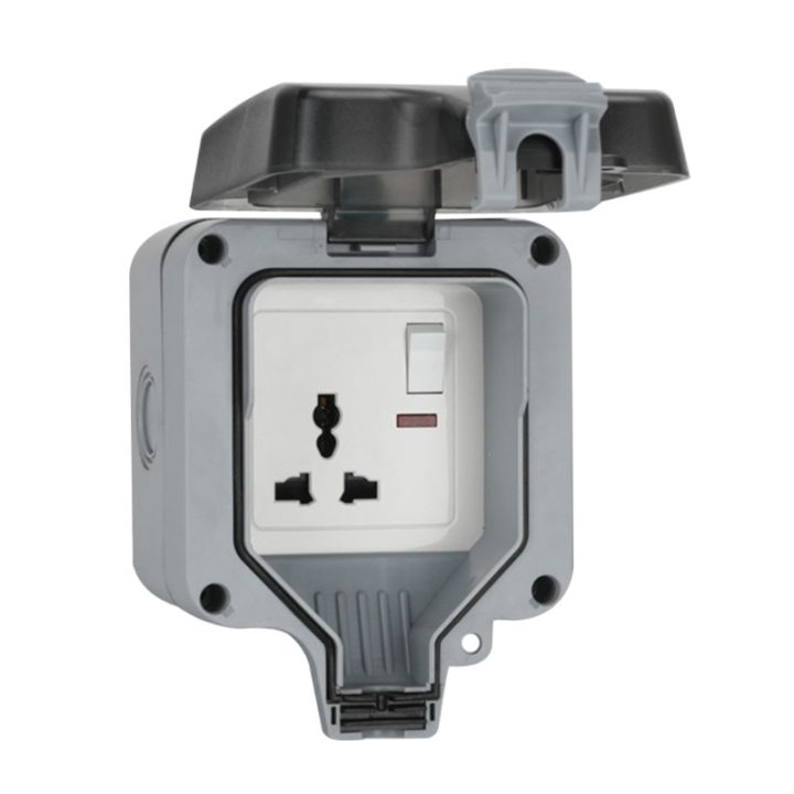 Weatherproof Outdoor Power Socket UK/EU Plug Electrical Wall Socket ...
