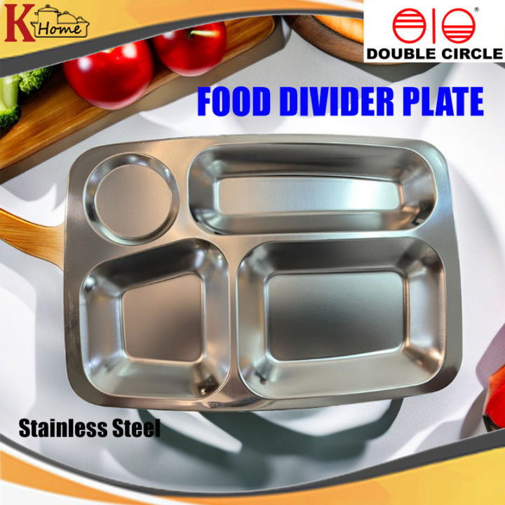 Double Circle Stainless Steel Food Divider Dinner Tray Lunch Container ...