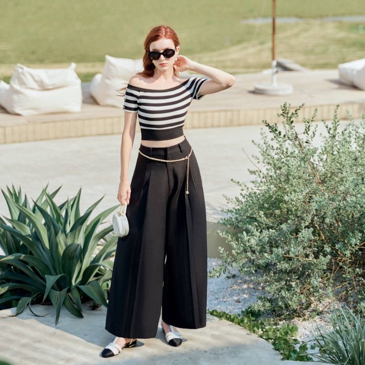 Tula Pants - Quần Nữ Ống Suông Rộng Dáng Đứng Cạp Cao Phối Ly Bản Rộng ...