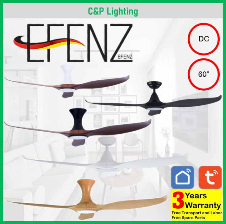 Efenz Tiffany 603 60" Smart Wifi Designer DC Ceiling Fan with Tri-Color ...