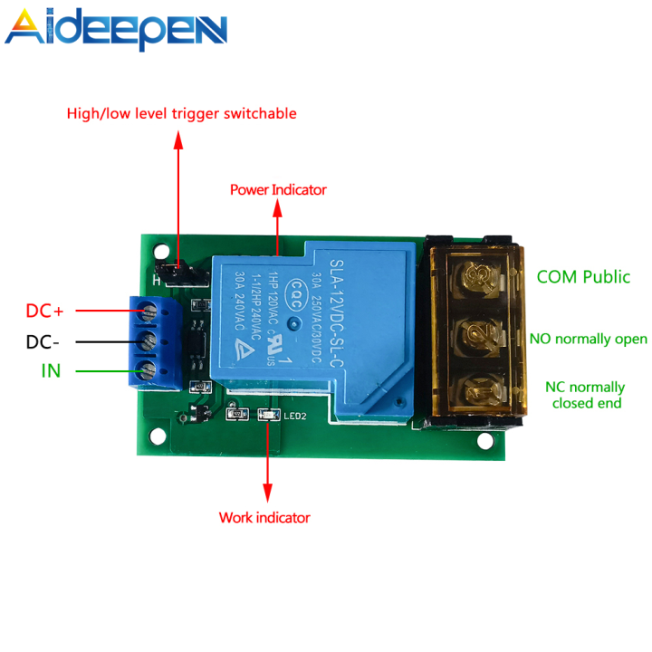 Original Aideepen YYG-2 High Power Relay Module One Way High/Low Level Trigger Optocoupler ...