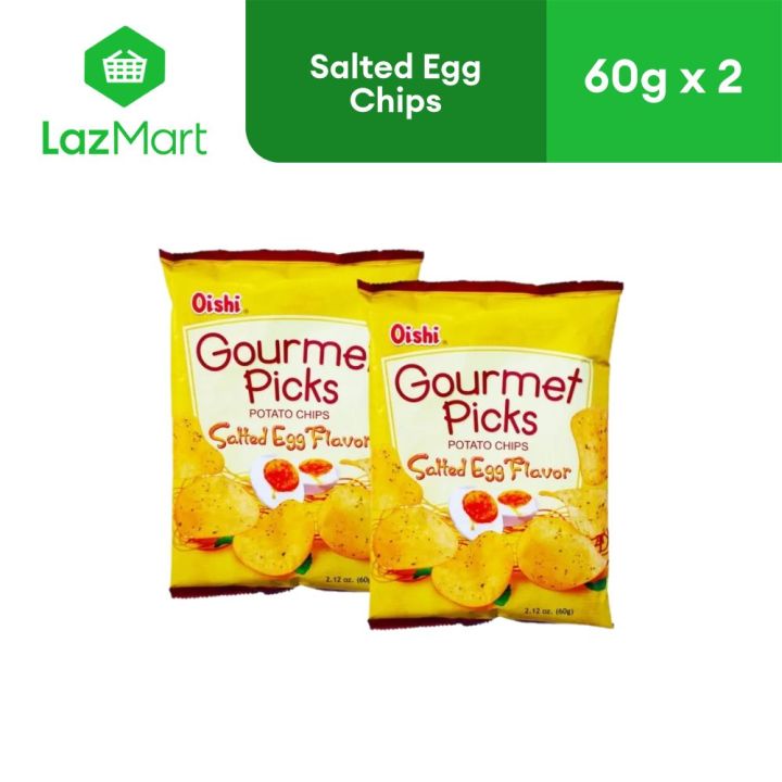 Oishi Gourmet Picks Potato Chips Salted Egg Flavor 60g x 2 | Lazada PH