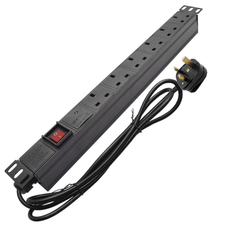 PDU Power Distribution Unit 6 ways UK 3 pin Power Socket Extension,Surge protection，13A 250V ...