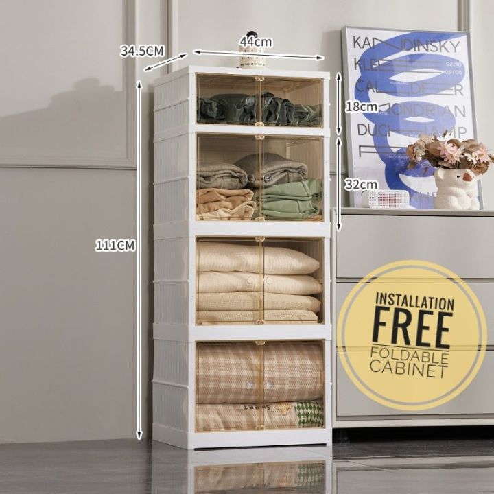 Installation Free Foldable Cabinet Multi-Layer Drawer Storage Rack ...
