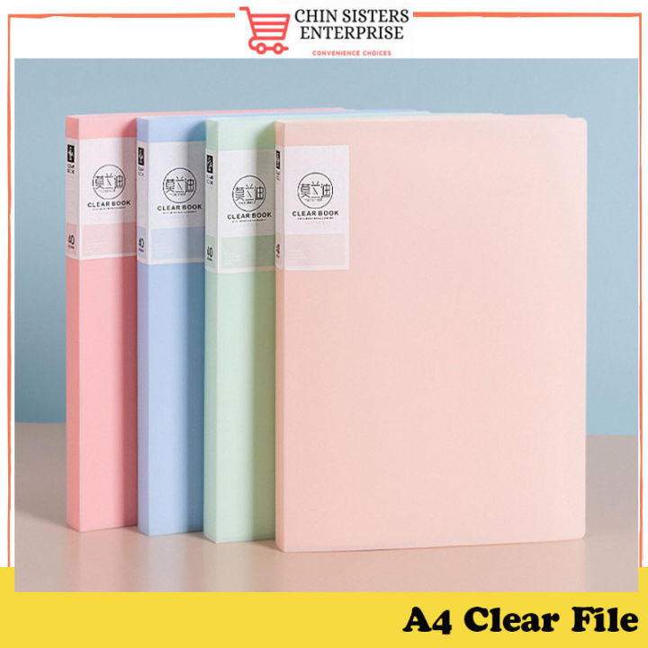 A4 Morandi Clear Holder File | 20 40 60 80 100 Pockets | Clear Book ...