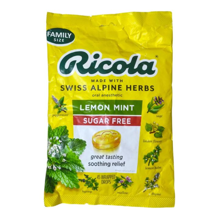 Ricola Lemon Mint Throat Drops, Refreshing Throat Relief, Made with ...