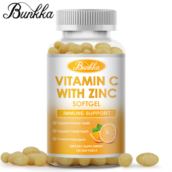 BUNKKA Vitamin C Capsules with Vitamin C 400mg and Zinc 11mg Supports ...