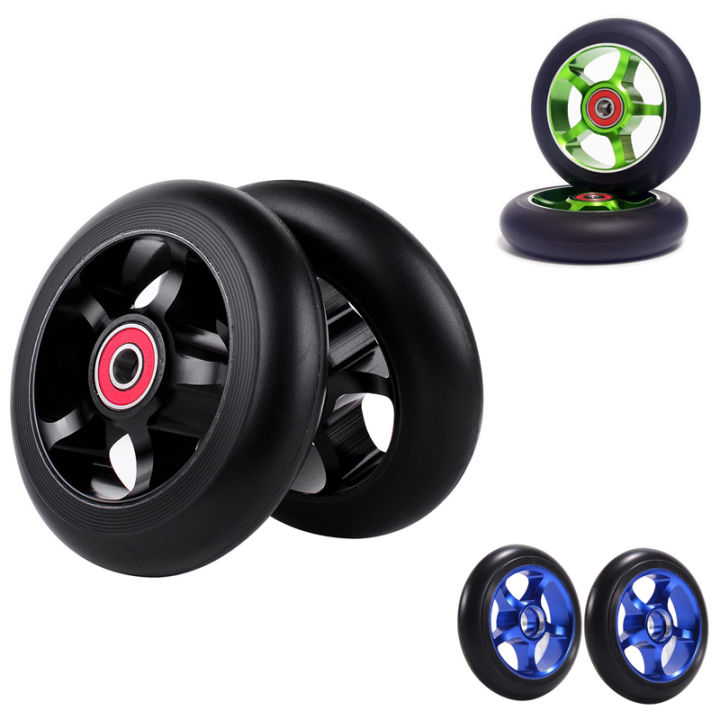 2Pcs 100mm Scooter Replacement Wheels with Bearings Aluminum Wear ...
