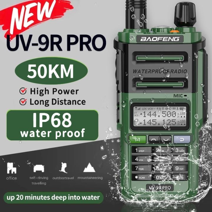 J46 Baofeng UV-9R Pro IP68 Waterproof Walkie Talkie Dual Band 50KM High Power CB Radio Vhf Uhf ...