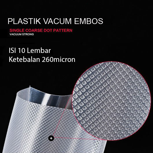 Plastik Embos 15x25 Cm Vacuum Sealer 260 Micron Isi 10 Vakum Plastic ...