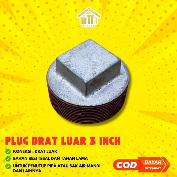PLUG DOP BESI DRAT LUAR 3 INCH / TUTUP PIPA BESI DRAT LUAR 3 INCH ...