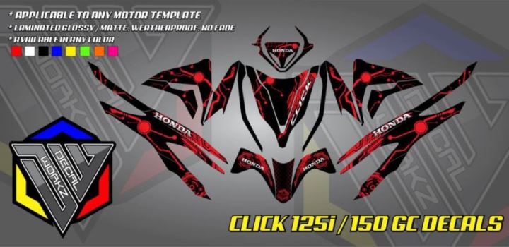 Honda Click v2 125i / 150 GC RED CIRCUIT DECALS | Lazada PH
