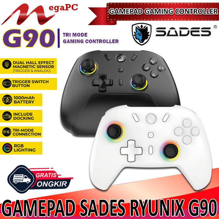 Sades Ryunix G90 Gamepad Hall Effect Tri Mode Gaming Controller | Lazada Indonesia
