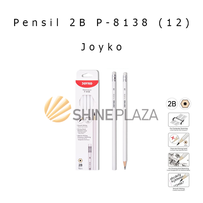 [PACK] Pensil Komputer Gambar Kayu 2B Joyko P-8138 1 Pak Isi 12 Drawing ...