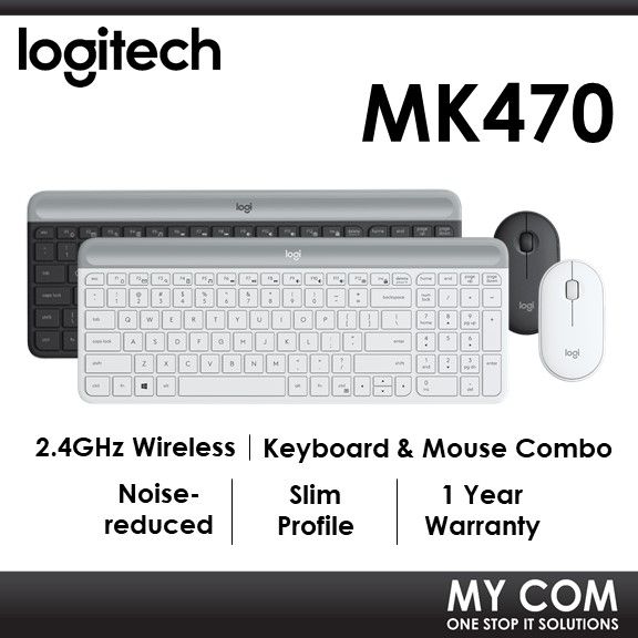 Logitech Mk470 Slim Wireless Keyboard And Mouse Combo With Whisper Quiet Usb Receiver Long