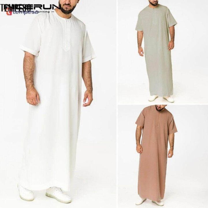 [TOP] TEMPESO INCERUN Jubba Mens Muslim Clothing Thobe Saudi Arab Short Sleeve Islamic Kaftan ...