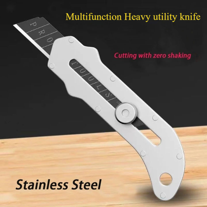 Stainless steel utility knife 14mm cutter blade cutter Measuring ruler ...